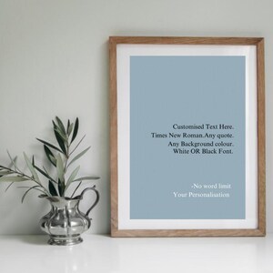 Custom Personalised Quote DIGITAL FILE Your Own Quote Printed Wall Art ...