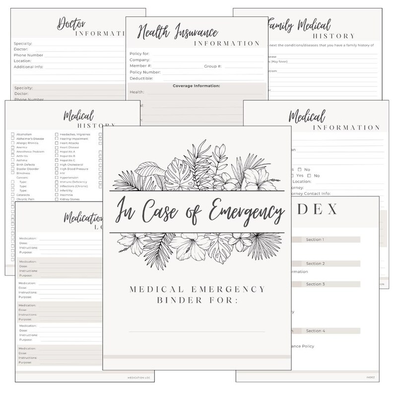 Printable in Case of Emergency Medical Binder for ALL Ages - Etsy
