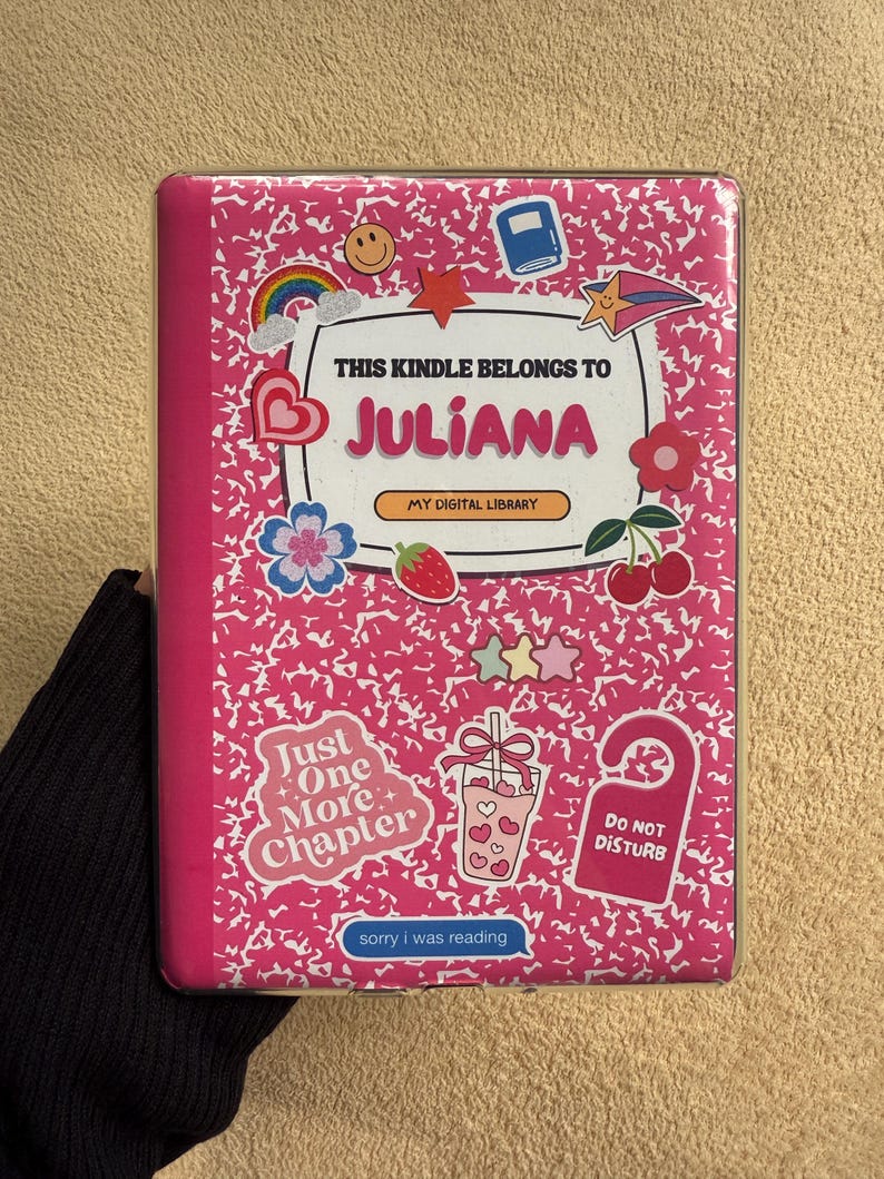 CUSTOM Name Kindle Insert: Pink Girly Composition Notebook Case ...