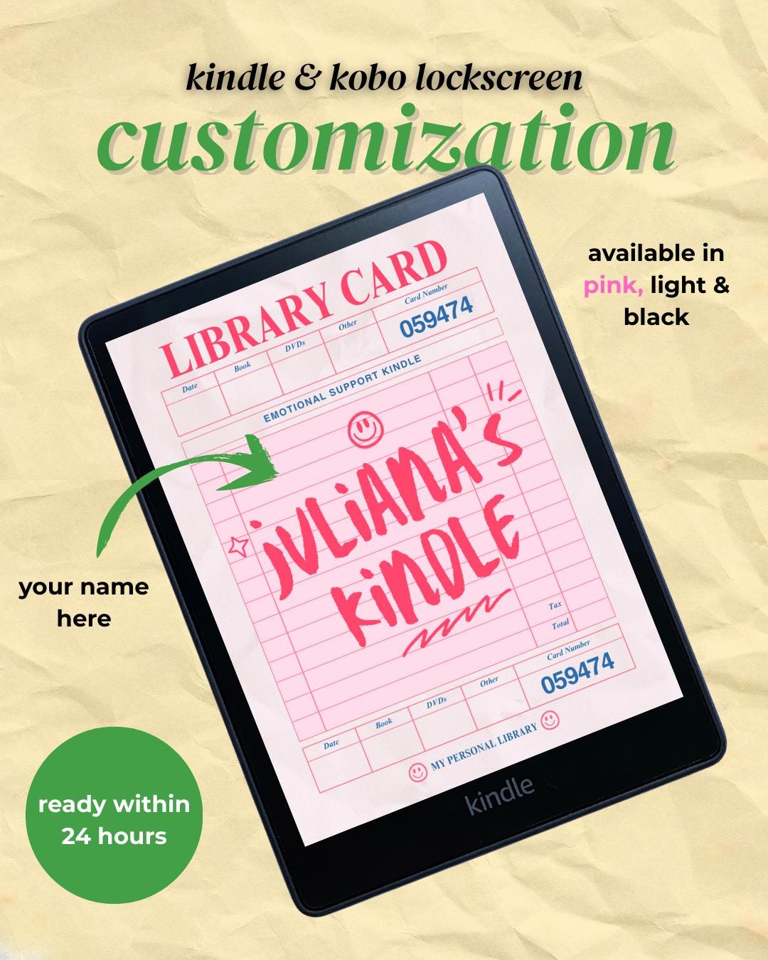 CUSTOM Name Kindle Lockscreen | Kindle Screensaver | Kindle Wallpaper ...