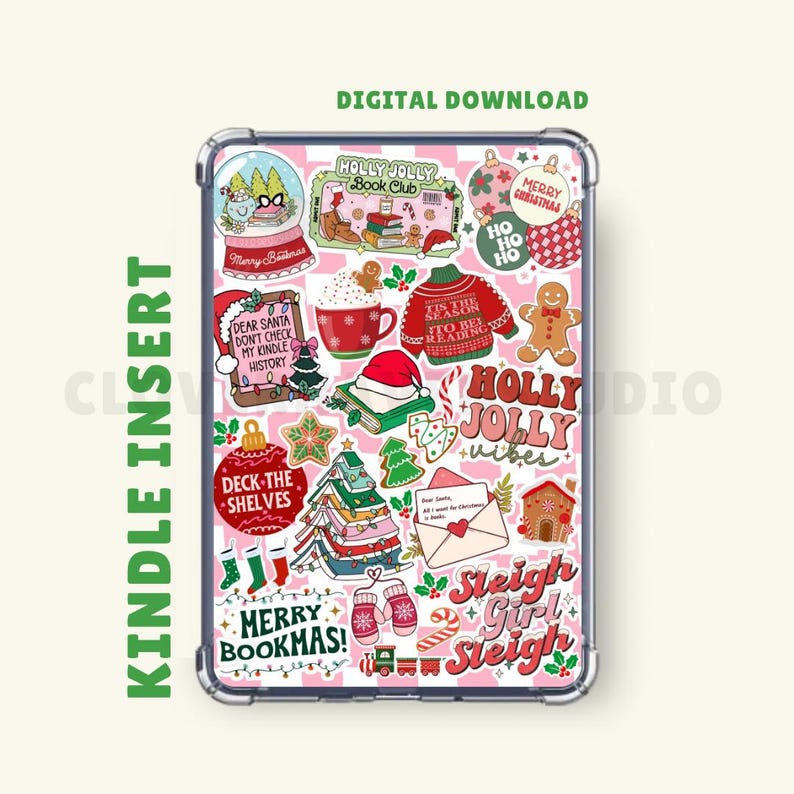 Christmas Kindle Insert: Pink Holiday Themed, Kindle Printable, Cozy ...