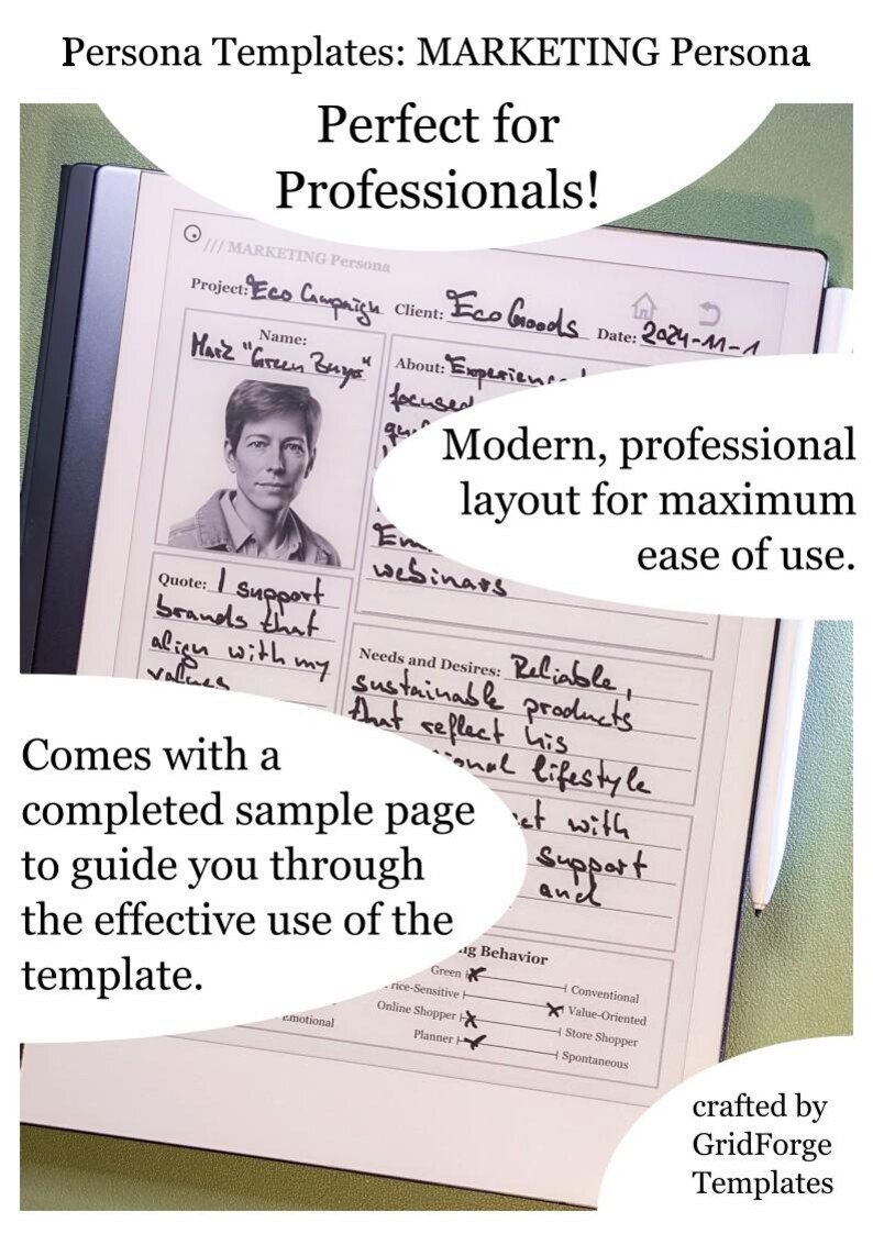 Persona Templates: MARKETING Persona - Etsy