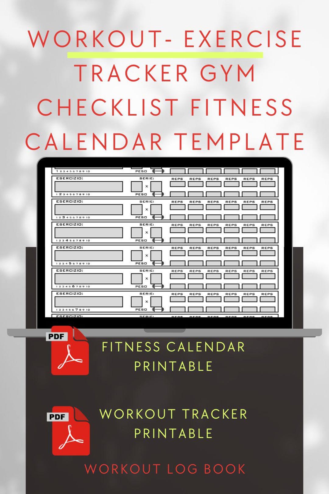 Fitness Workout Calendar Tracker | Printable PDF Planner | Gym ...