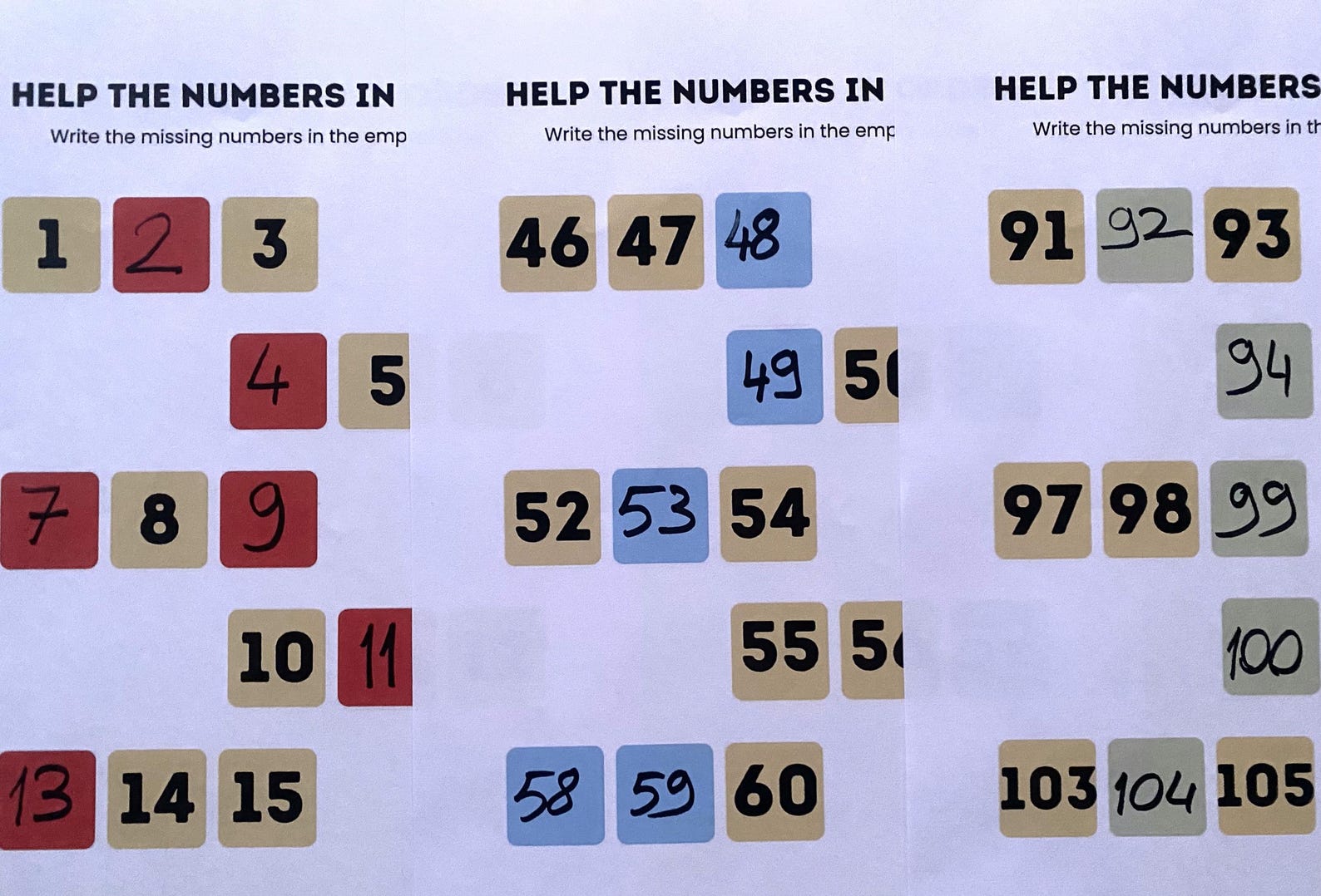 Missing Numbers 1-200 Worksheets Printable - Preschool Kindergarten ...