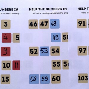 Missing Numbers 1-200 Worksheets Printable - Preschool Kindergarten ...