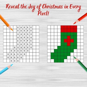 Pixel Christmas Coloring Pages for Kids - Stress Relief Relax Christmas ...