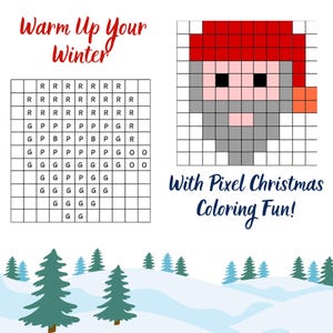 Pixel Christmas Coloring Pages for Kids - Stress Relief Relax Christmas ...