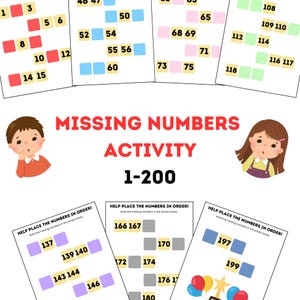 Missing Numbers 1-200 Worksheets Printable - Preschool Kindergarten ...