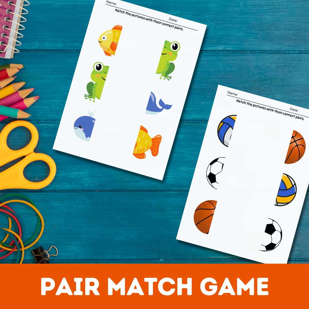 Pair Match Game for Kids Toddlers Preschoolers | Kindergarten ...