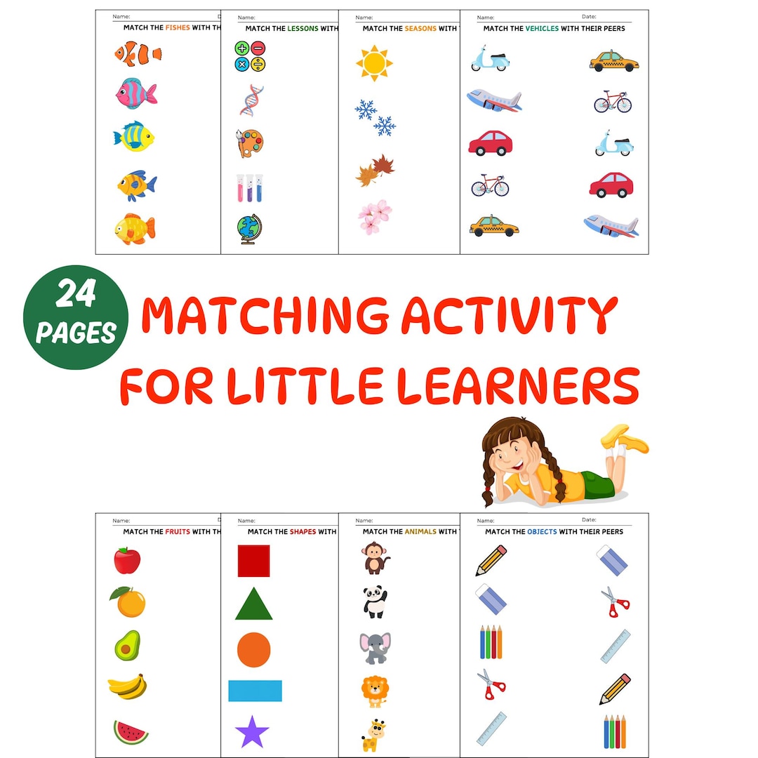 Printable Matching Worksheets for Kids Toddlers preschool Kindergarten ...