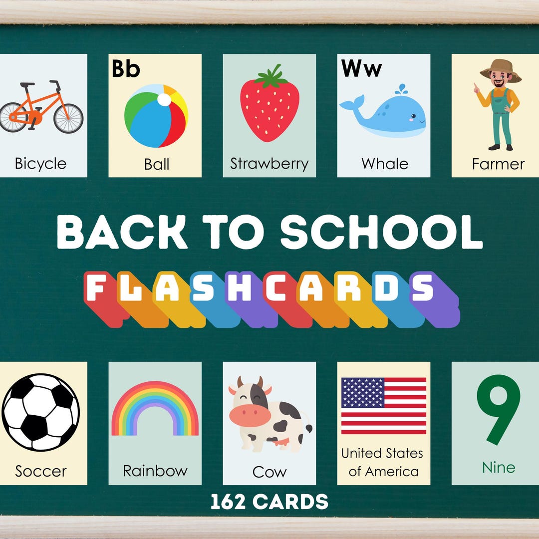 Back to School Flash Card Bundle for Kids | Printable Educational Cards ...