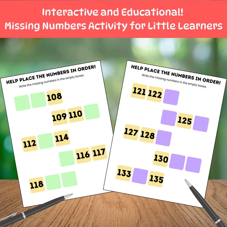 Missing Numbers 1-200 Worksheets Printable - Preschool Kindergarten ...