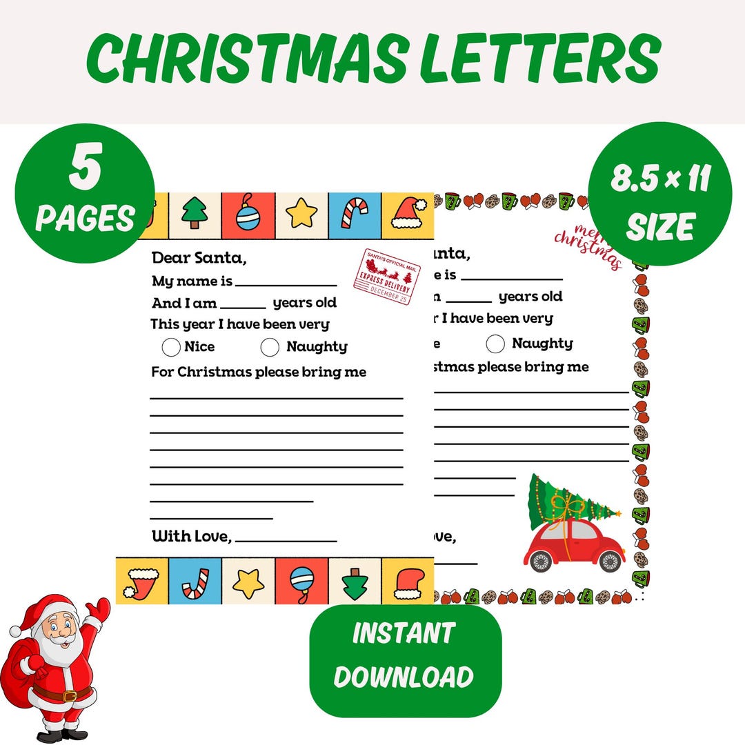 Printable Letters for Christmas Kids Letter to Santa Claus Holiday ...