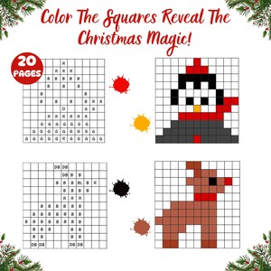 Pixel Christmas Coloring Pages for Kids - Stress Relief Relax Christmas ...