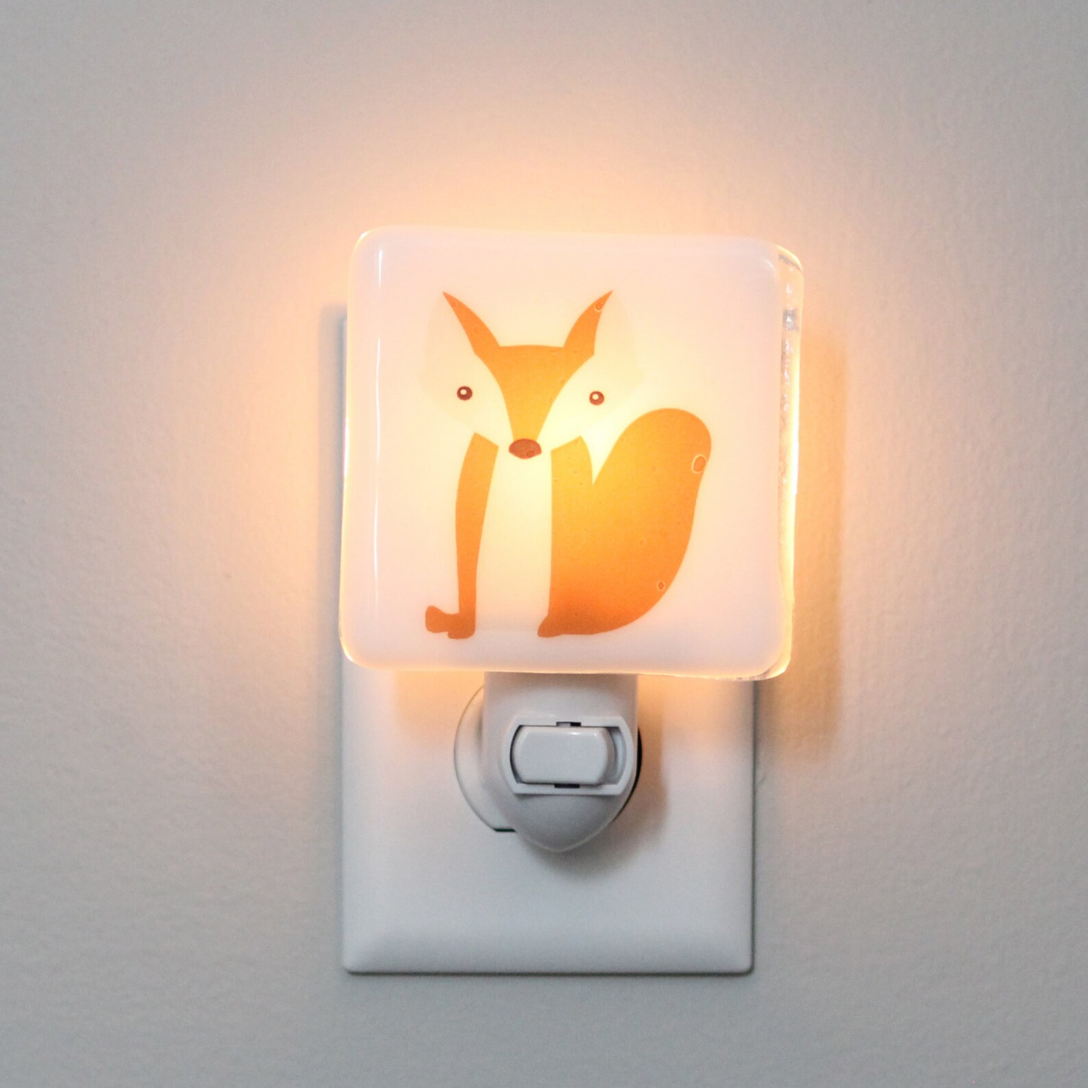Fox Fused Glass Nightlight | Woodland Creature | Kids Room Decor | Fox ...