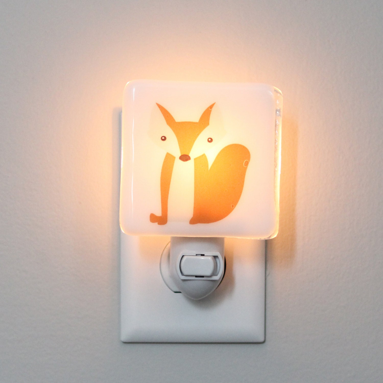 Fox Fused Glass Nightlight | Woodland Creature | Kids Room Decor | Fox ...