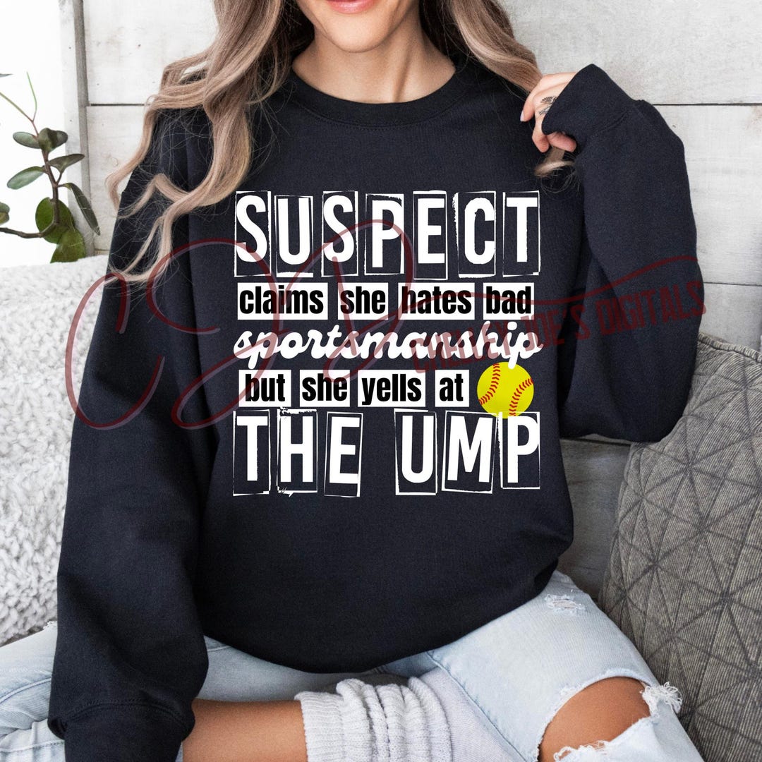 Suspect Claims, Softball, WHITE Font, Funny, Game Day, Spirit Wear ...