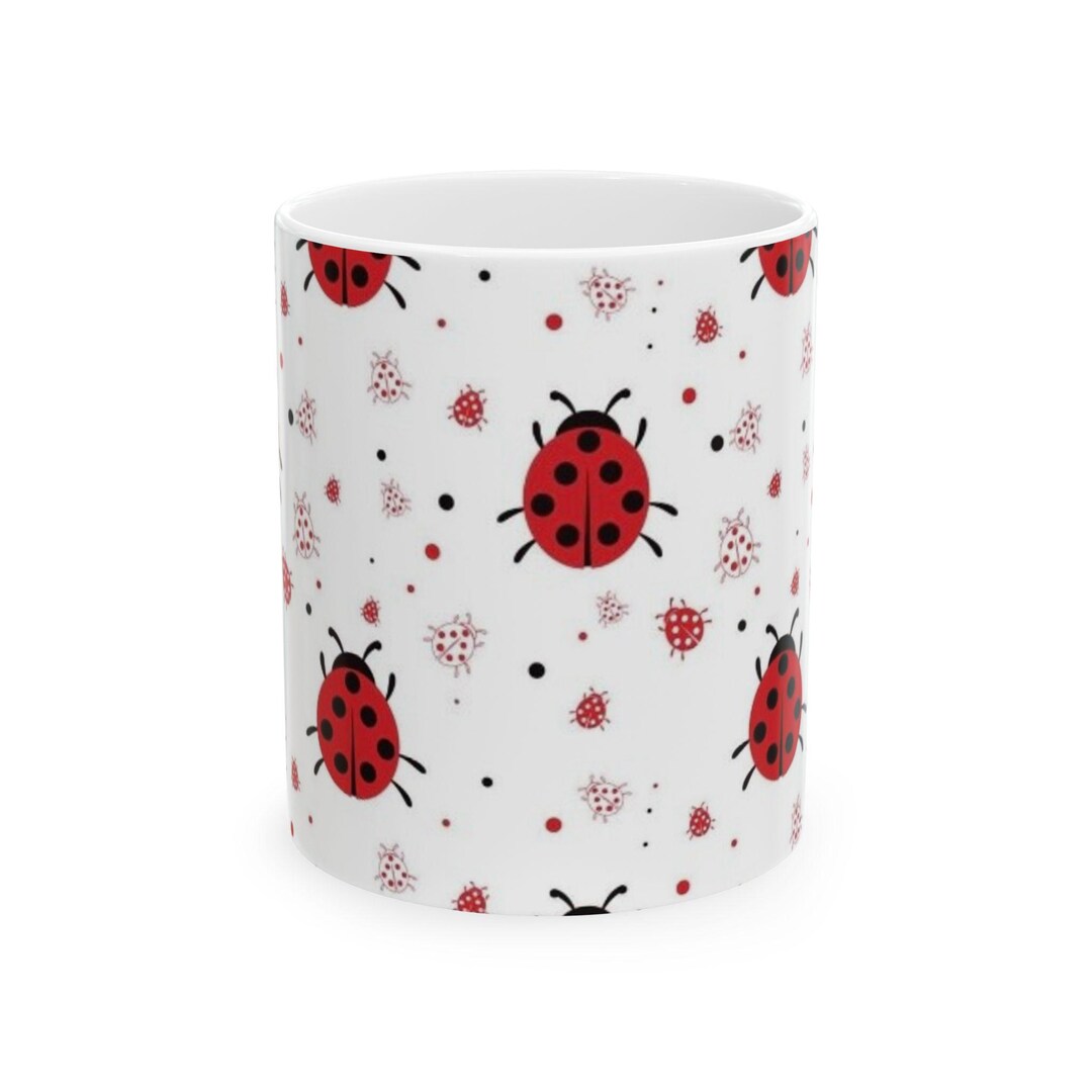 Ladybug Ceramic Mug, Nature Insect Coffee Cup, Garden Bug Tea Mug, Cute ...