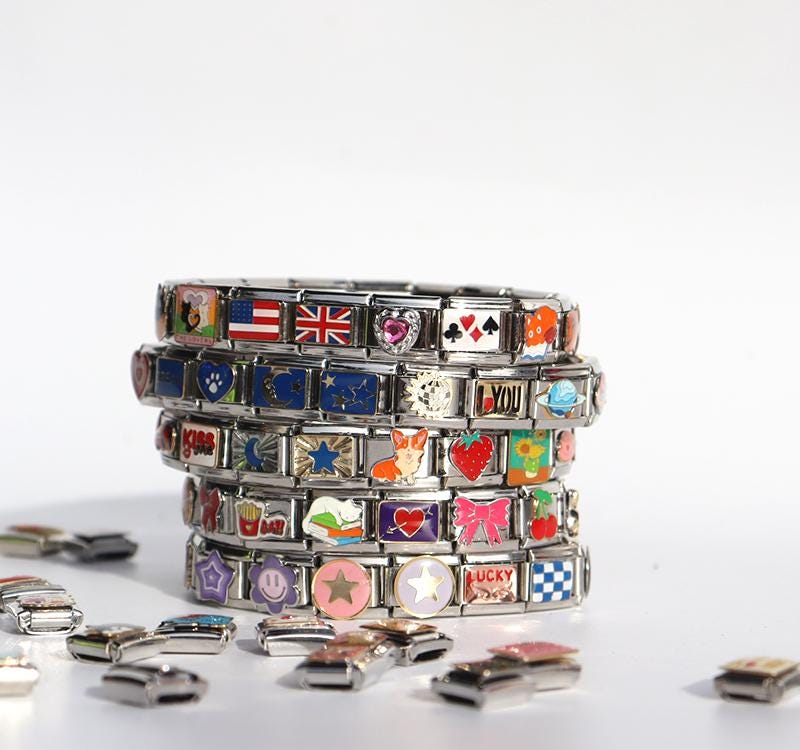 Silver Italian Charm Bracelet, Personalized Italian Bracelet,vintage ...