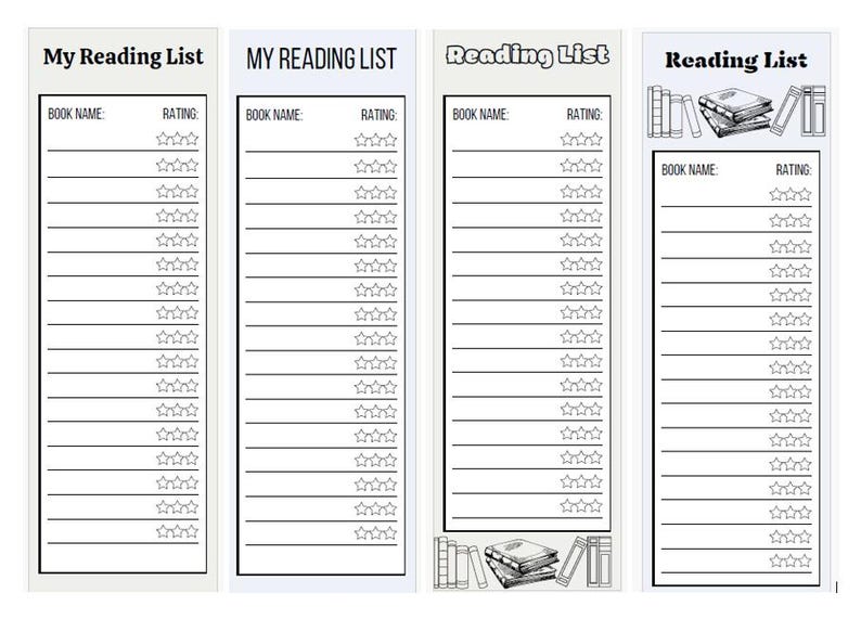 Reading Habit Tracker Bookmark, Printable Book Log, Reading List - Etsy