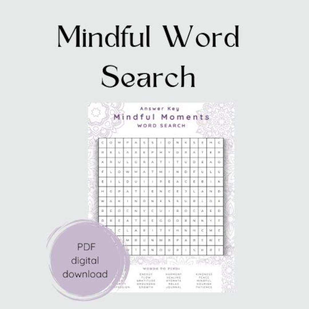 Mindfulness Word Search Puzzle | Printable Mindfulness Activity for ...