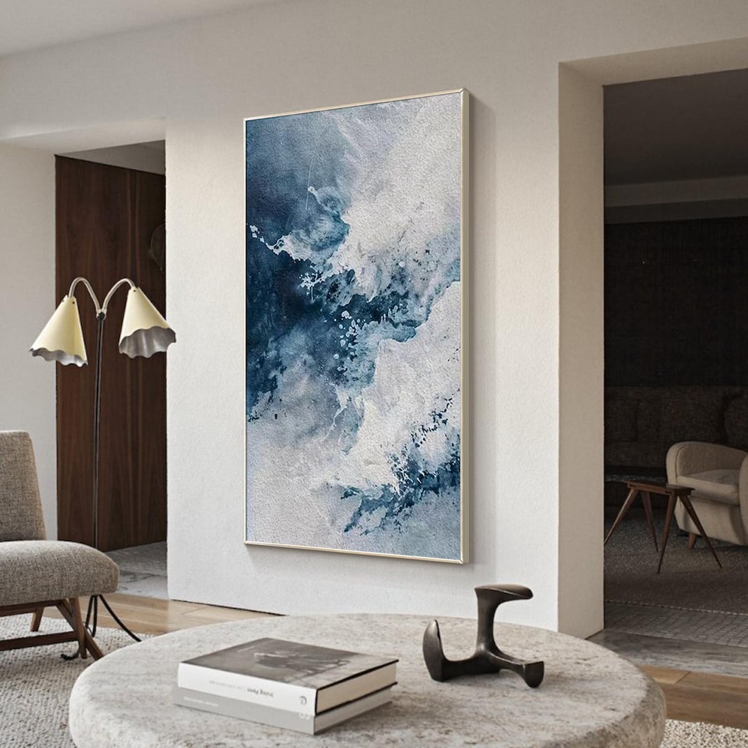Cobalt Blue Abstract Ocean Painting Original Textured Canvas Art Modern ...