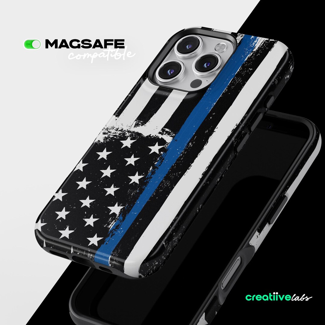 Grunge Patriotic Thin Blue Line V2 American Flag | Custom Magsafe ...