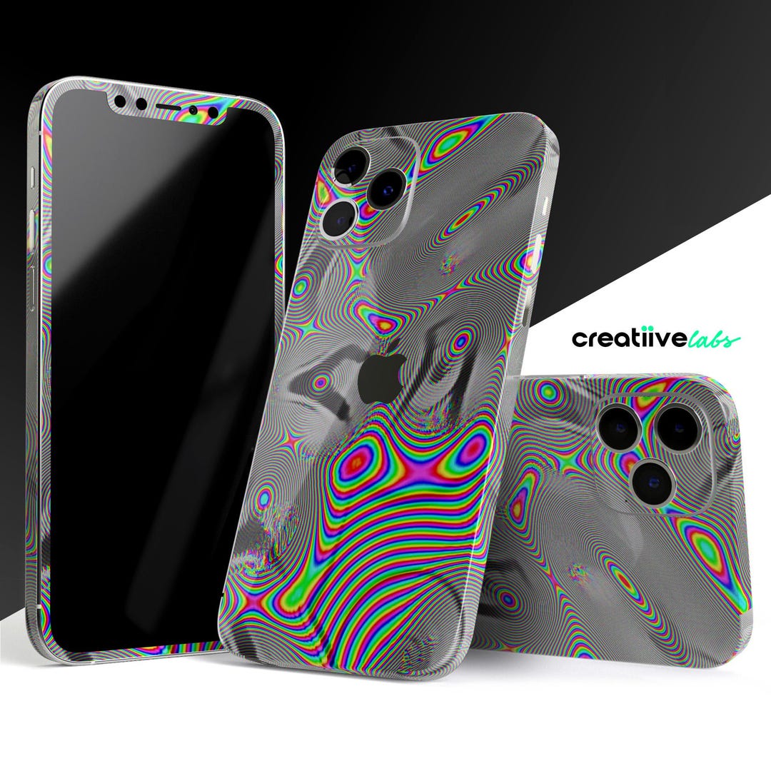 Iridescent Glitch Background | Protective Vinyl Decal Wrap for iPhone ...