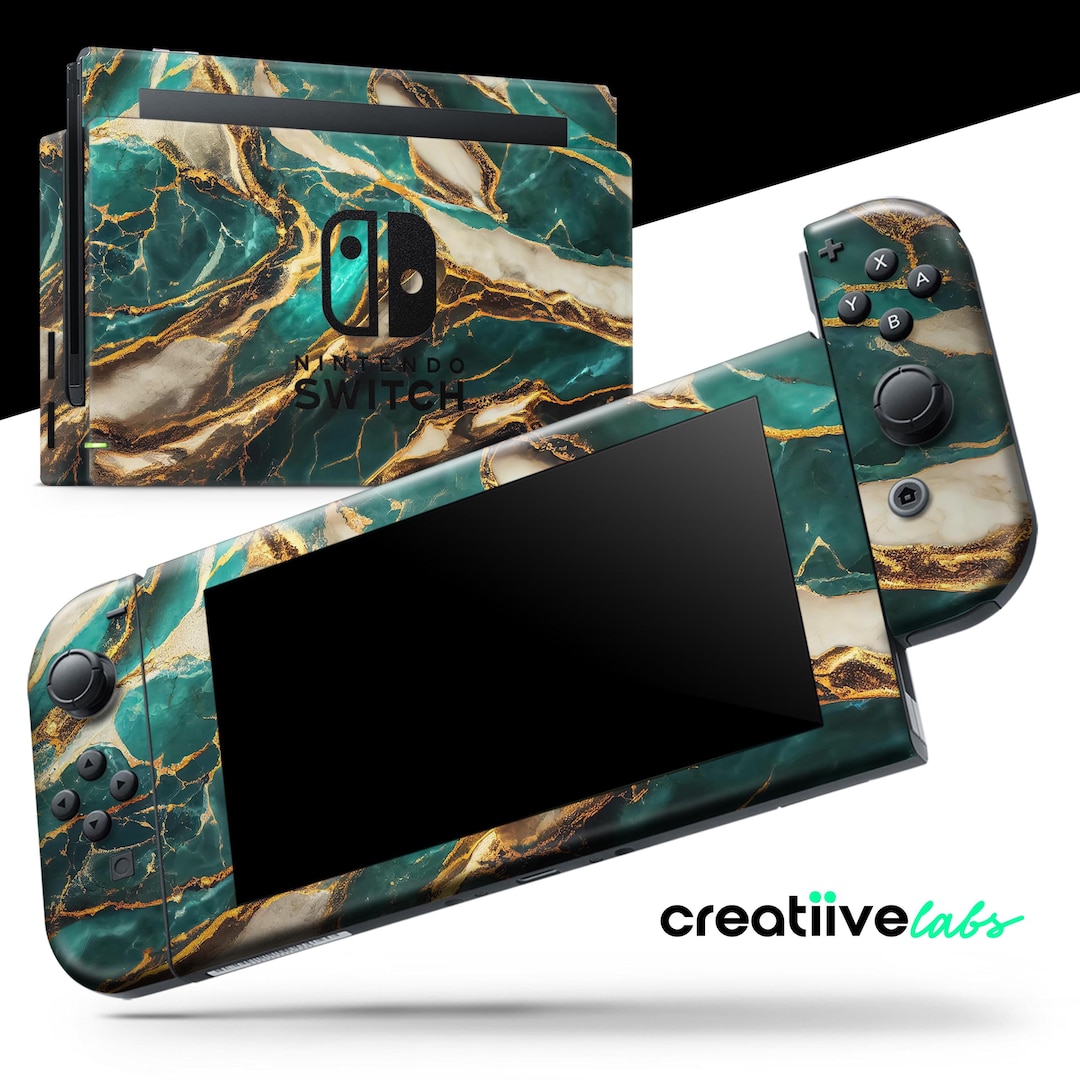 Cracked Teal and Gold Marble 35 | Skin Wrap for Nintendo Switch 2 ...