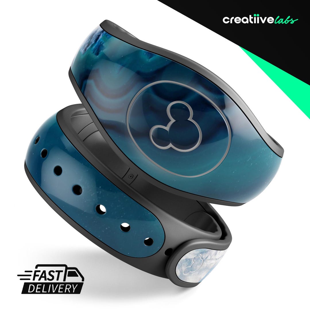 Bright Blue Agate Slice | Vinyl Decal Skin for Disney Magicband Plus, 2 ...