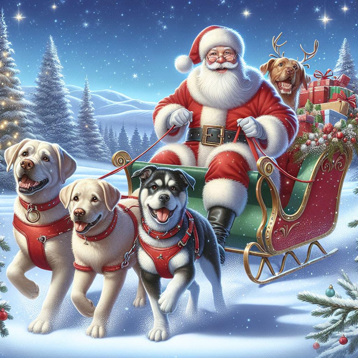 Santa Dog Sleigh - Etsy