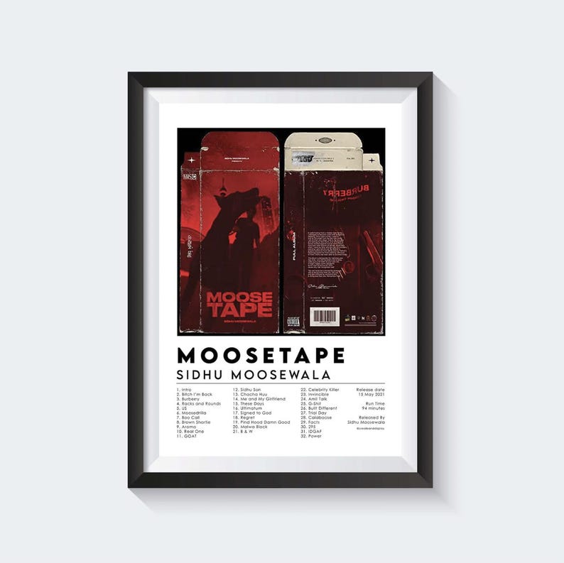 5 PACK Sidhu Moosewala Digital Posters: Moosetape, PBX1, No Name ...