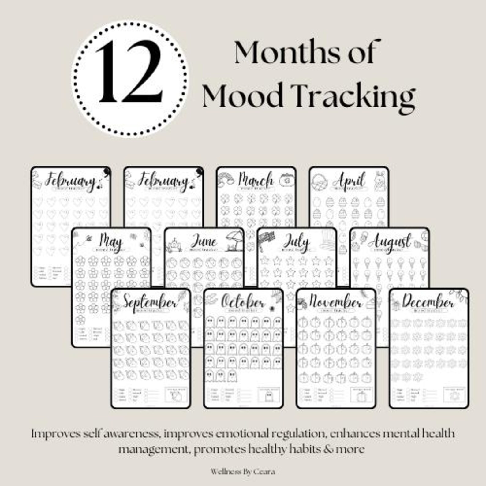 12-month Interactive Mood Tracker - Etsy