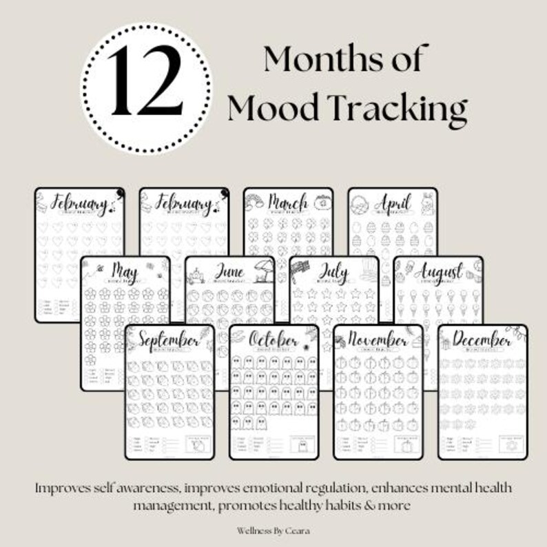 12-month Interactive Mood Tracker - Etsy