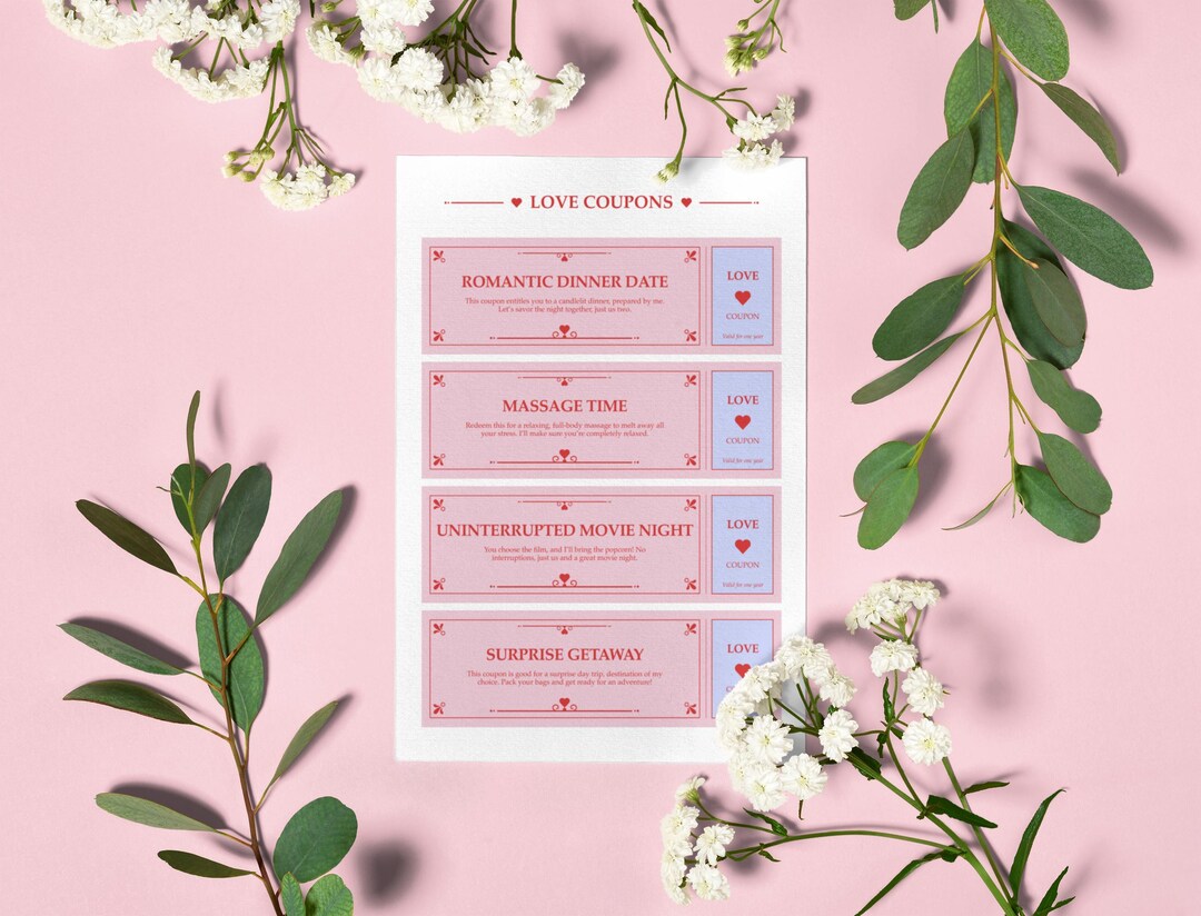 Valentine's Day Love Coupons - Printable, Customizable Template ...