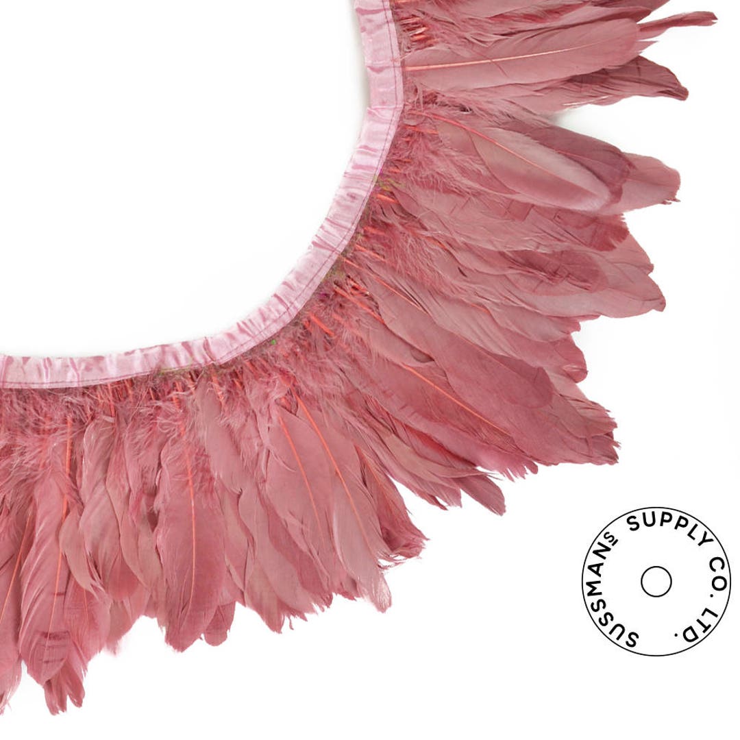 Feather Trim - Goose Feather Satinette Fringe Trims - Rosewood Pink - 5 ...