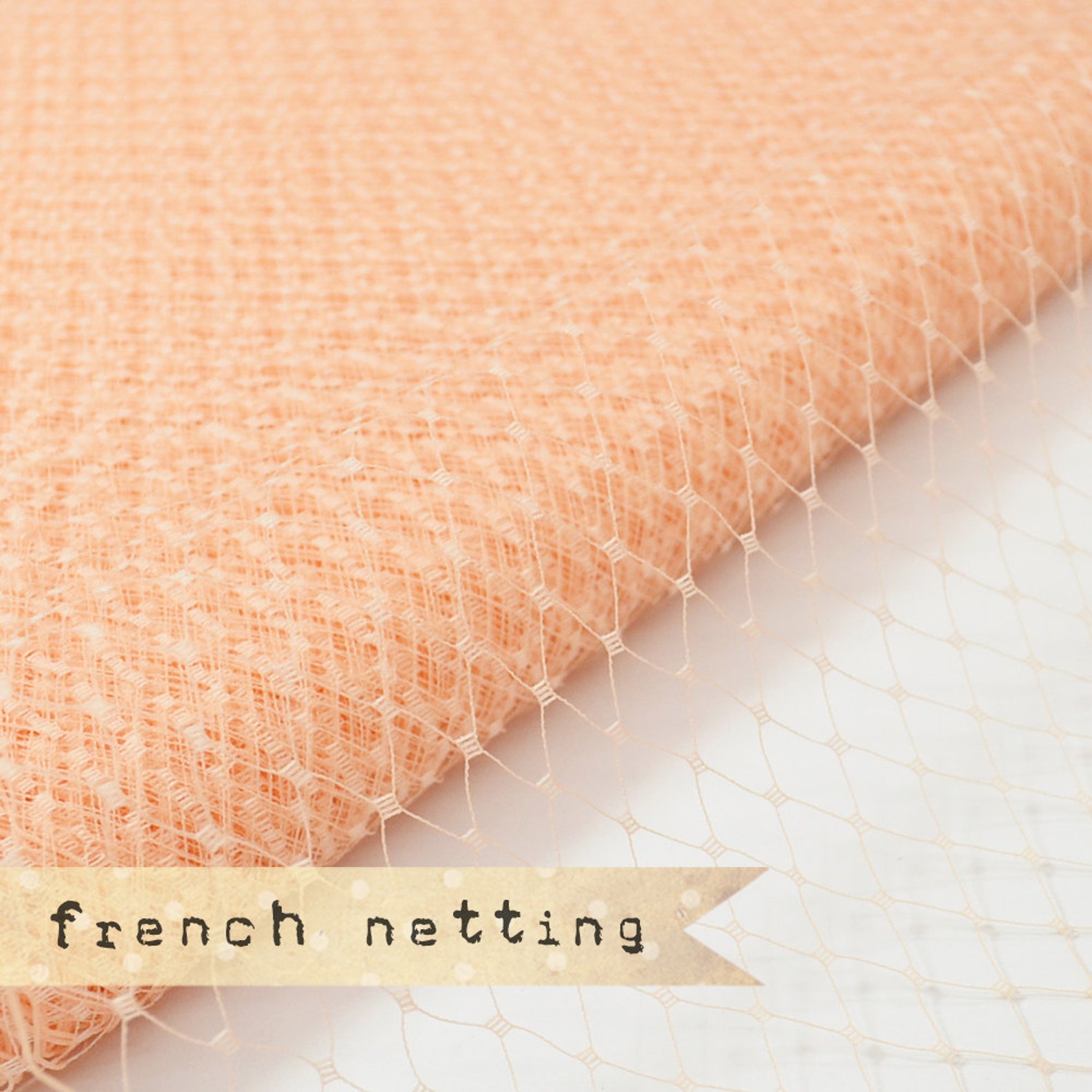 PEACH - French Netting - Millinery Hat Veiling, Birdcage Veil, Feather ...