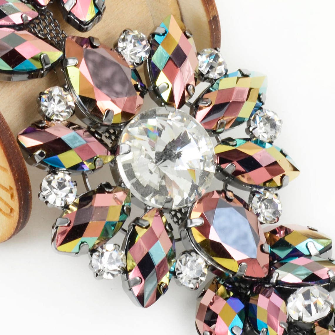 Rhinestone Motif Floral Crystal Applique 07 Olivine AB | Etsy