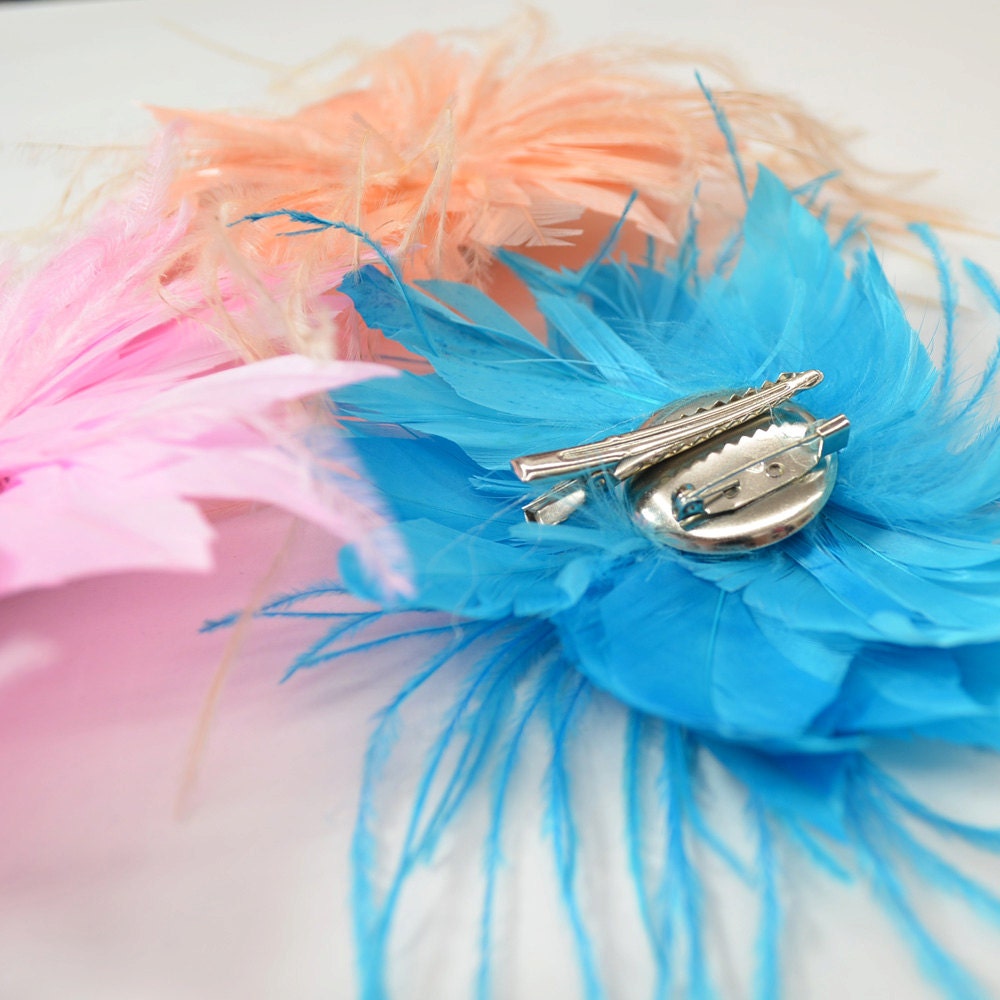 Feather Fascinator With Brooch and Clip Handmade-white | Etsy