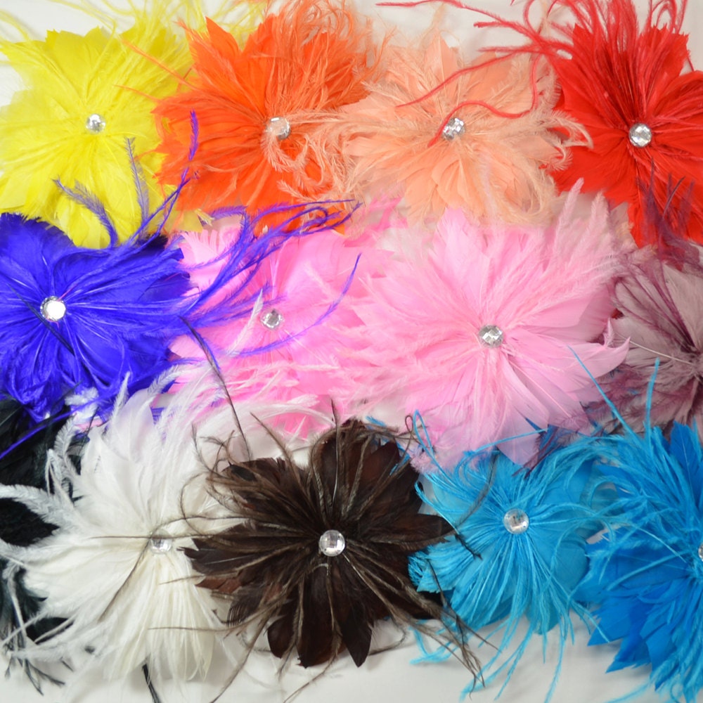 Feather Fascinator With Brooch and Clip Handmade-white | Etsy