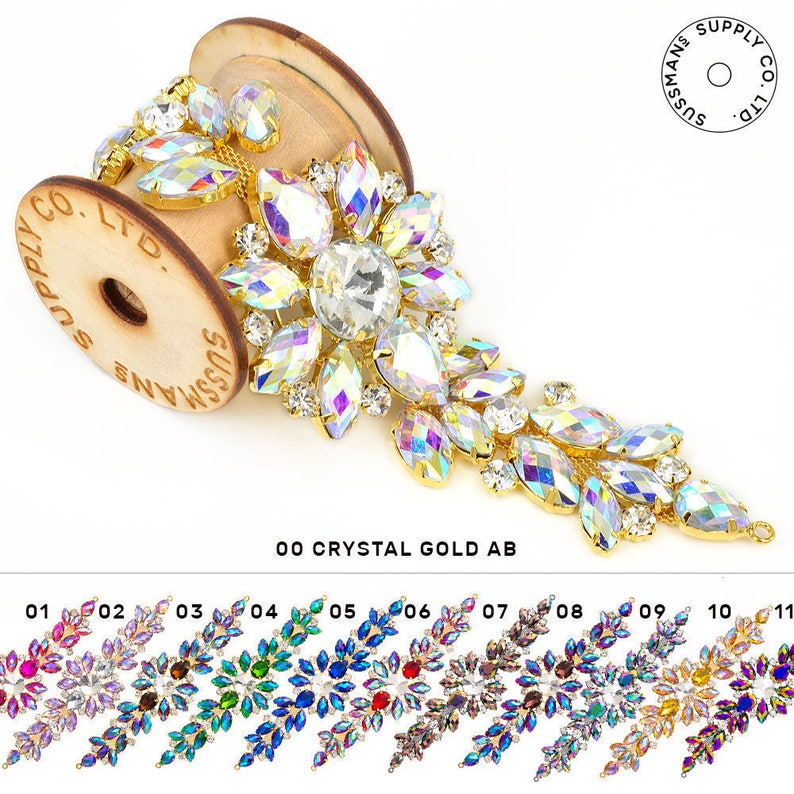 Rhinestone Motif Floral Crystal Applique 07 Olivine AB - Etsy