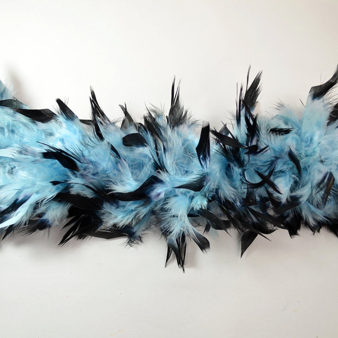 2 Yards Turkey Boa- Blue With Black Tips, 50g - Etsy
