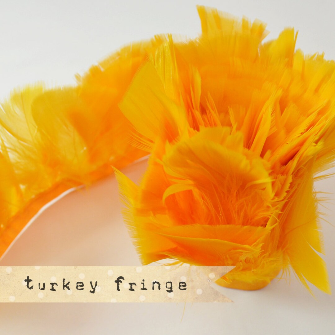 ORANGE - Turkey Fringe Feathers - Soft, Flat Tipped, Feather Trimming ...