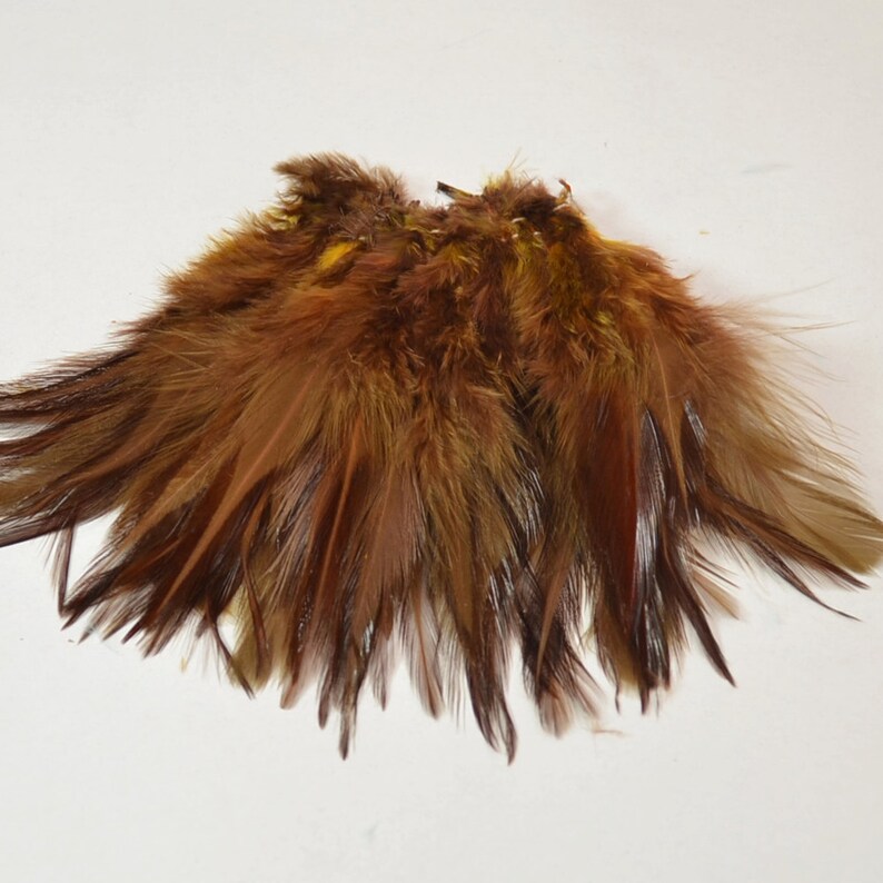 Rooster Saddle Feathers - Truffle Brown, 2 Inch Strip (50-60pcs)#25 ...