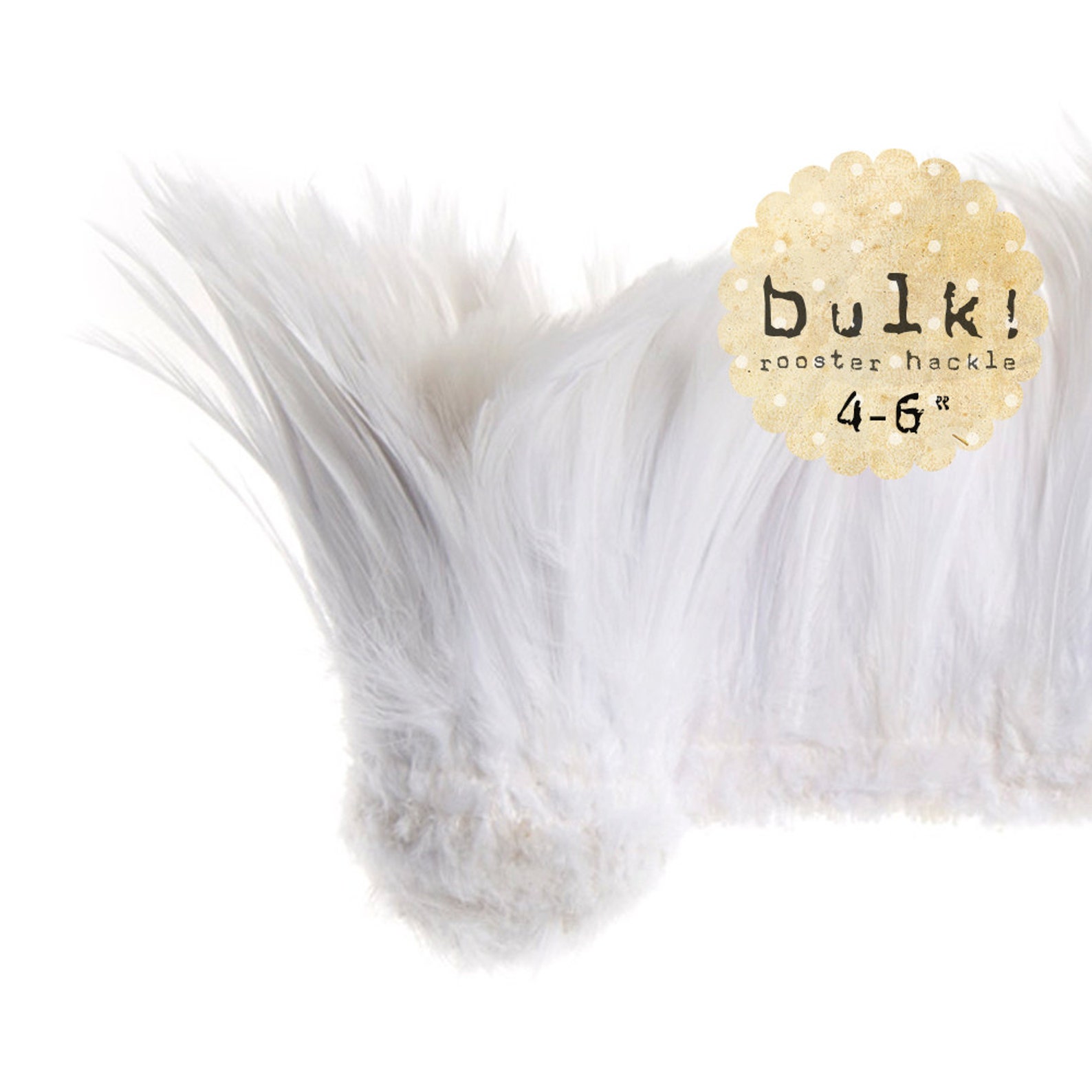 WHITE - BULK - 4-6 Inches - Rooster Neck Hackle - Strung Feathers ...
