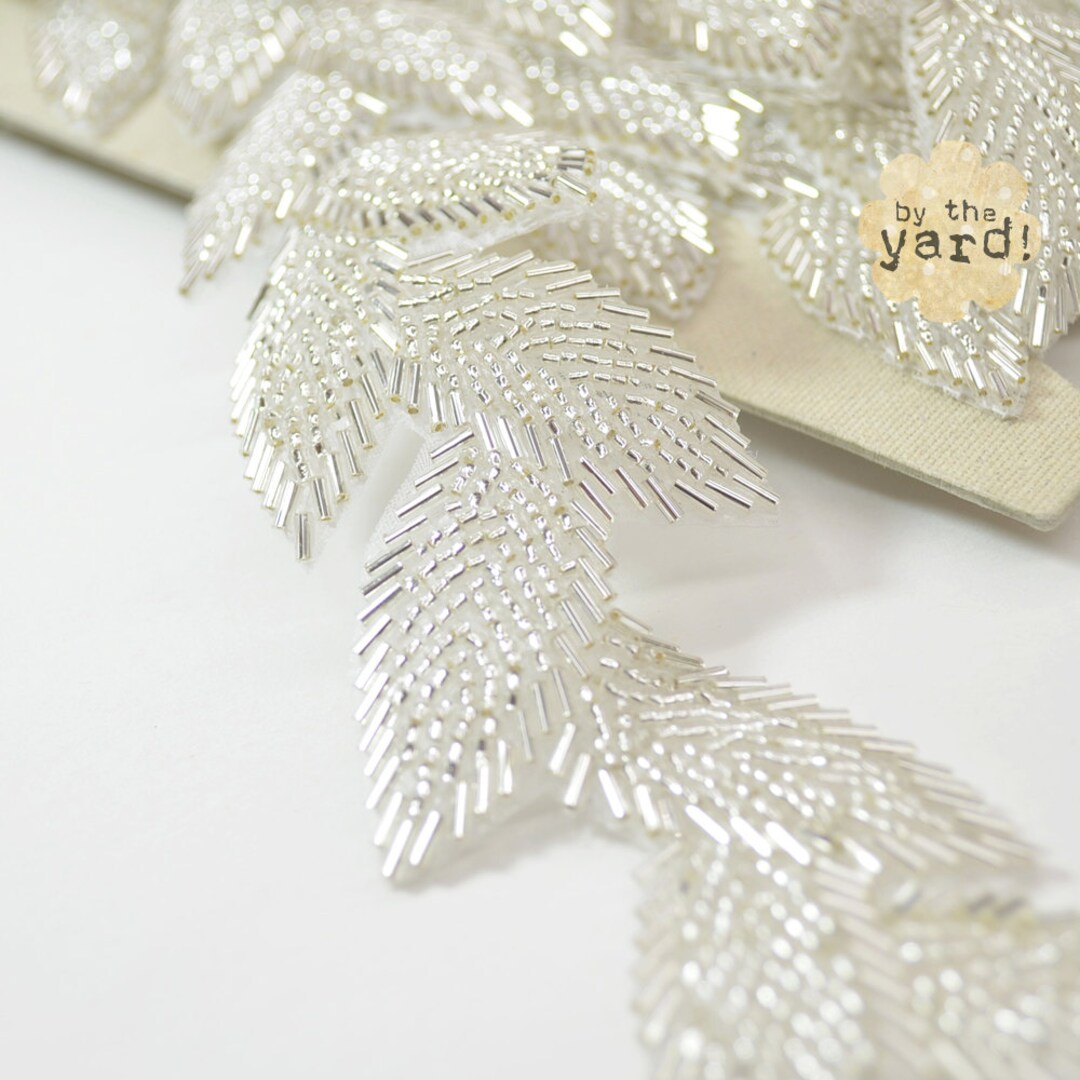 SILVER Beaded Jewel Applique Trimming - Millinery, Fascinator Headbands ...