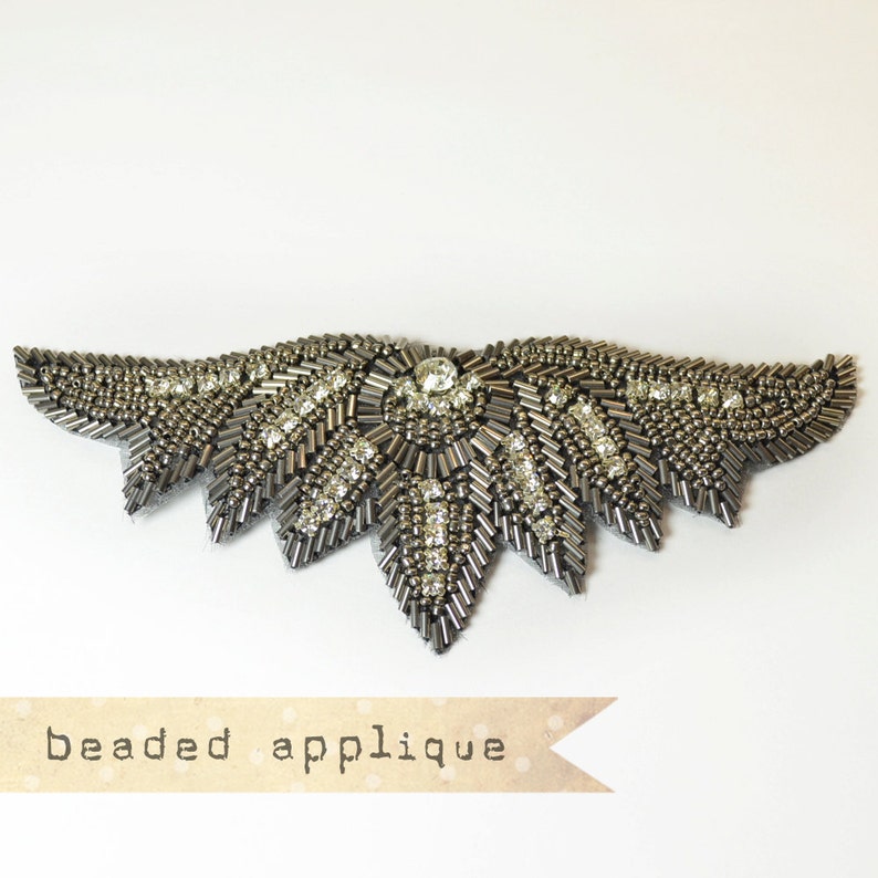 GUN METAL Rhinestone Beaded Jewel Applique Millinery - Etsy