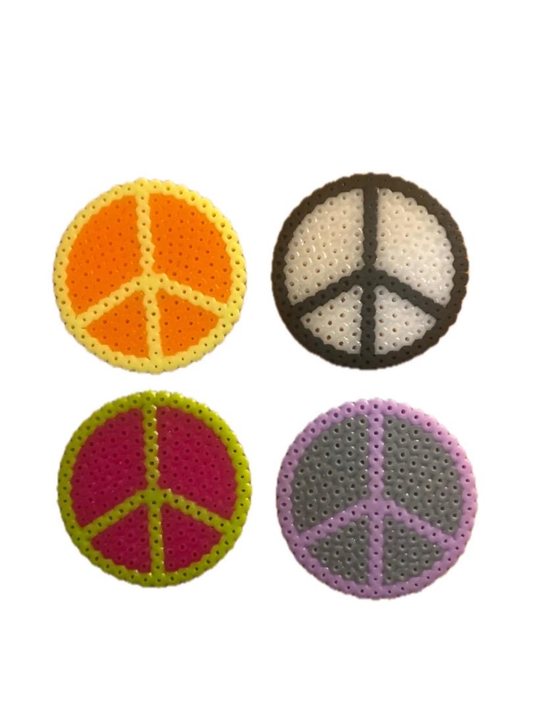 WORLD PEACE SET: 4 Handmade Fuse Bead Custom Home Decor, Hippy ...
