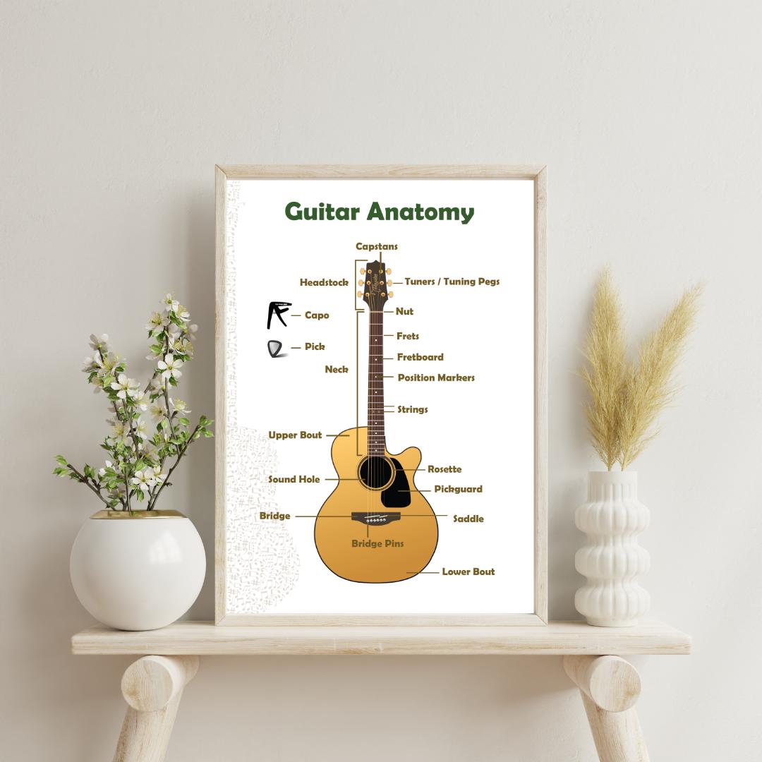 Beginner Guitar Theory Anatomy Wall Art Poster PDF PNG, Music Guitar ...