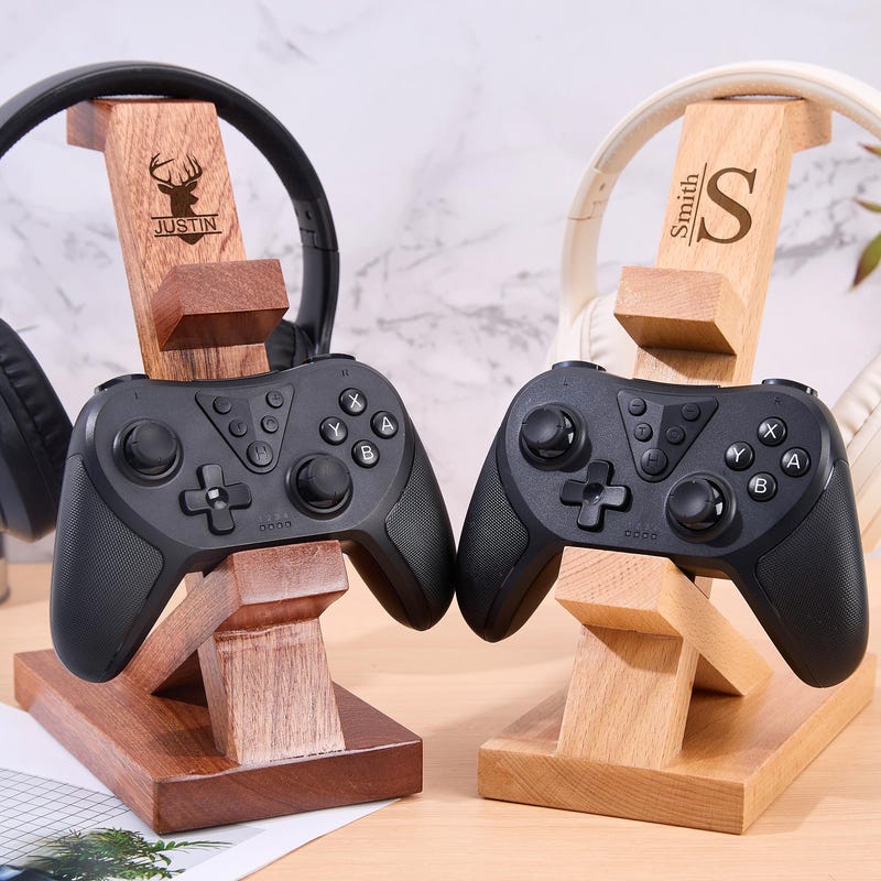 Headphone Desk Mount Wood - Etsy
